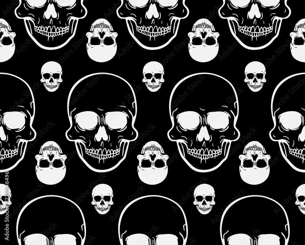 Front view vector illustration of a human skull pattern Stock Vector ...