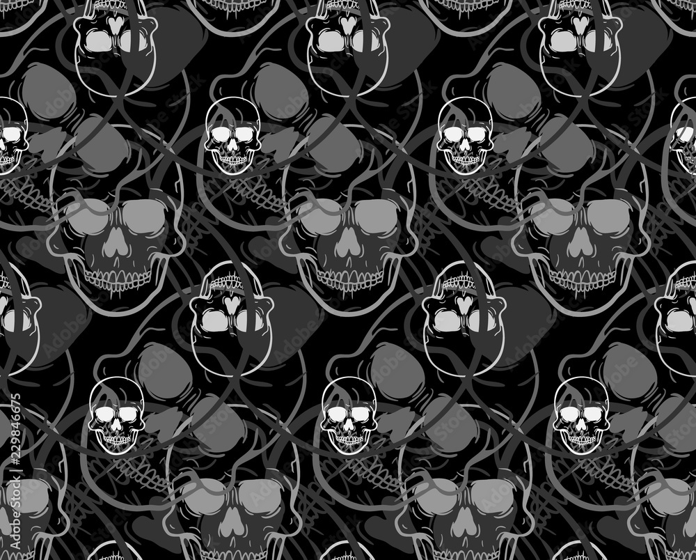 Front view vector illustration of a human skull pattern Stock Vector ...