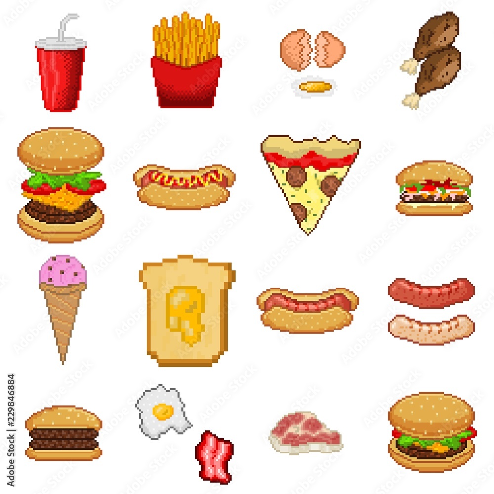 Pixel art fast food icon concept Stock Illustration | Adobe Stock