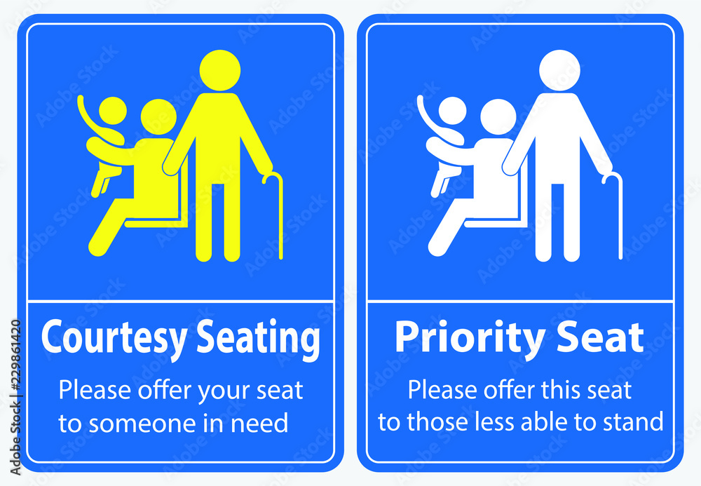 Priority seat sticker. using in public transportation, like bus, train ...