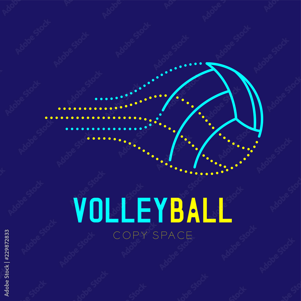 Volleyball logo icon outline stroke set dash line design illustration ...