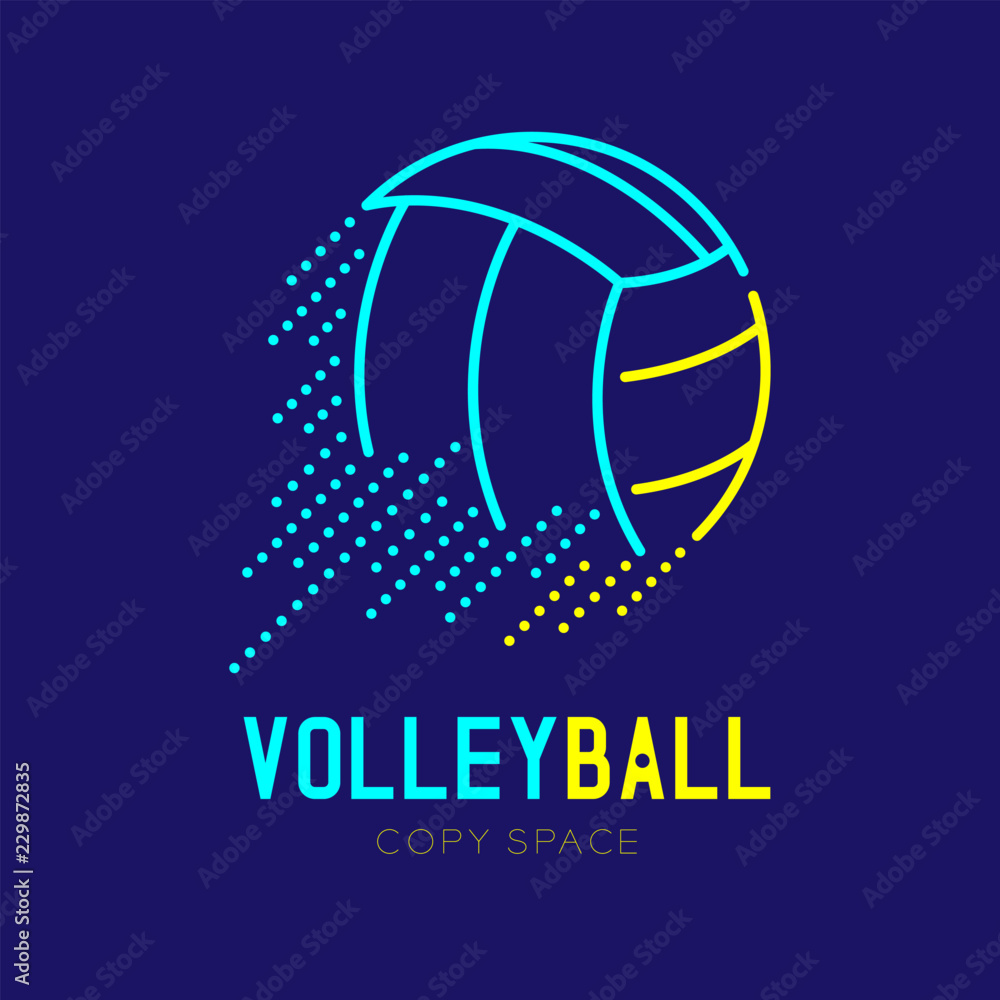 Volleyball rushing logo icon outline stroke set dash line design ...