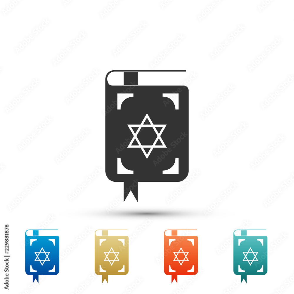 Jewish torah book icon isolated on white background. The Book of the ...