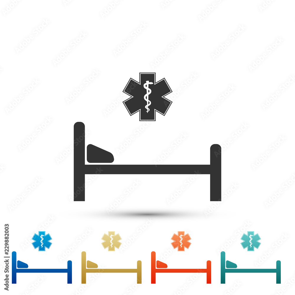 Hospital Bed with Medical symbol of the Emergency - Star of Life icon ...