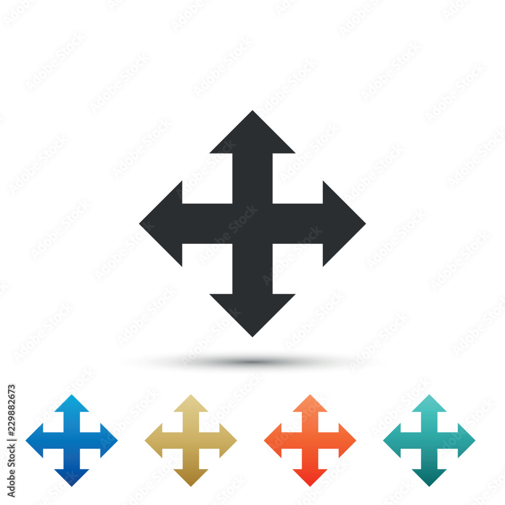Arrows in four directions icon isolated on white background. Set ...
