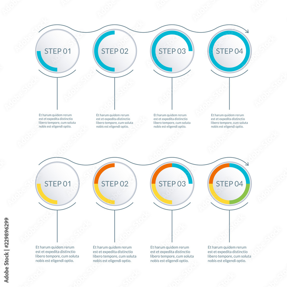 4 steps infographic set. Modern template for diagram, graph and chart ...