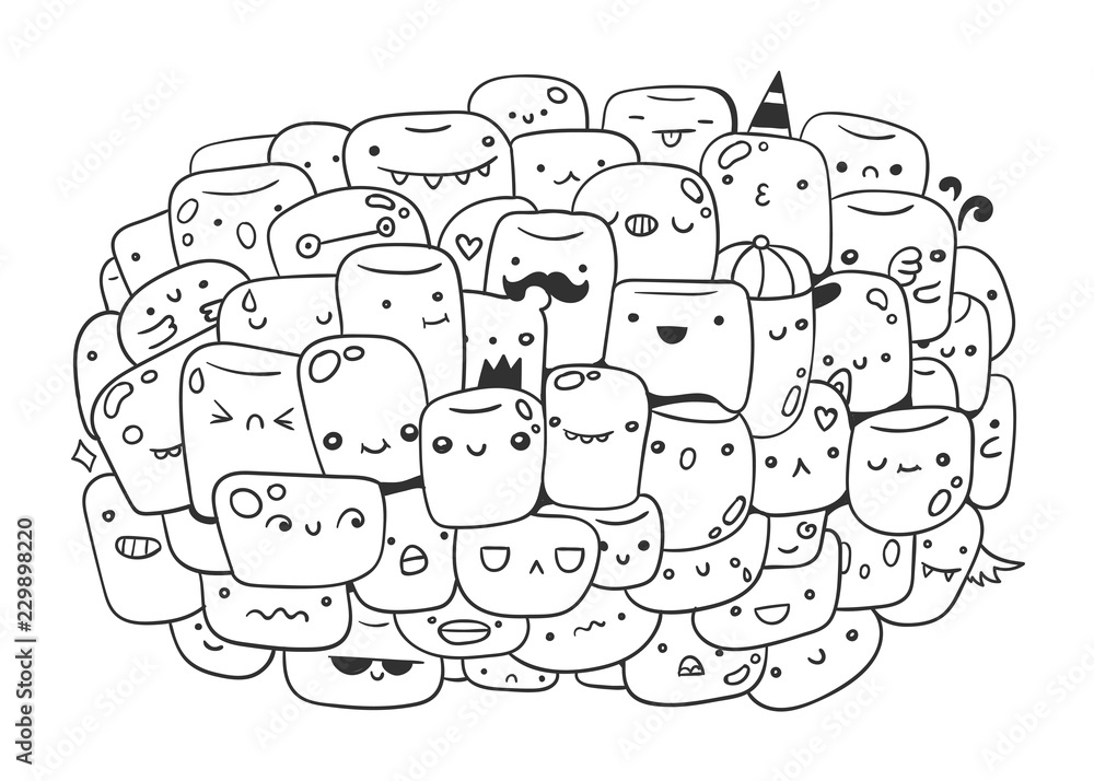 Marshmallow Coloring Pages Sketch Coloring Page