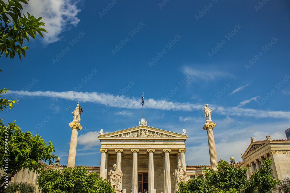 open classical Roman architecture palace with marble columns, stairs ...