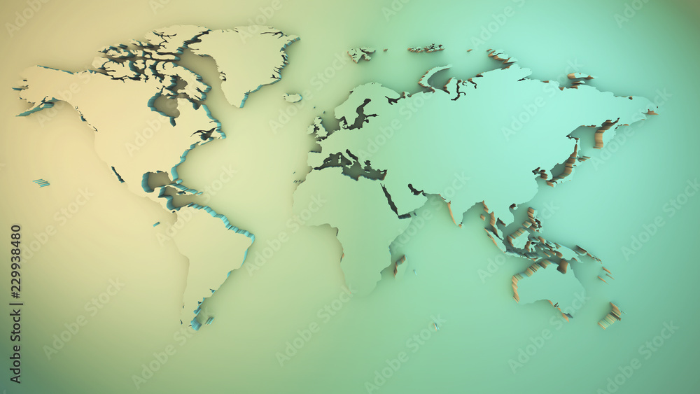 3D World Map Stock Illustration | Adobe Stock