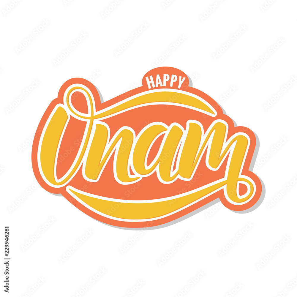 Happy Onam festival typography lettering Stock Vector | Adobe Stock