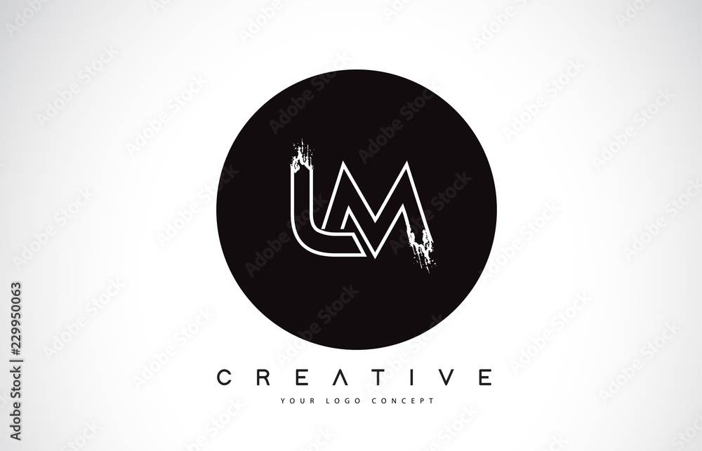 LM Modern Leter Logo Design with Black and White Monogram. Creative ...
