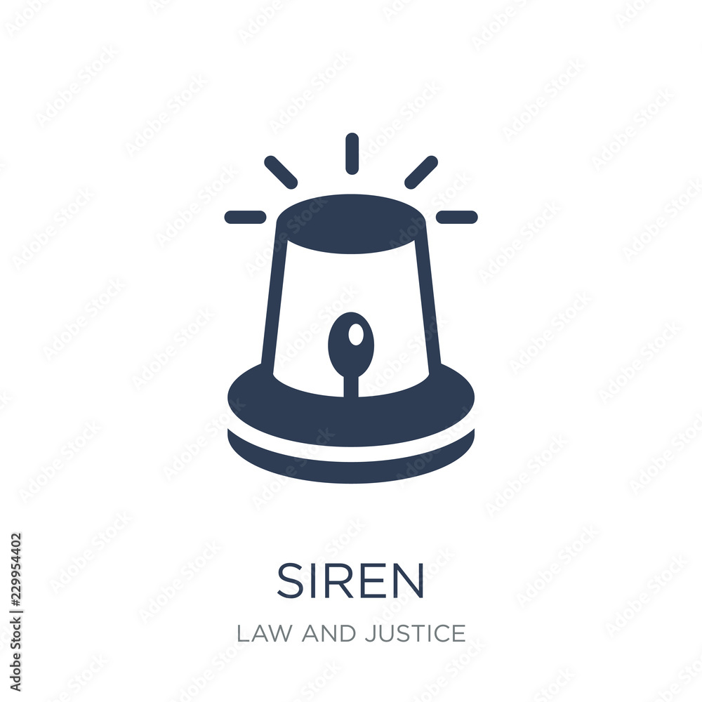 Siren icon. Trendy flat vector Siren icon on white background from law ...