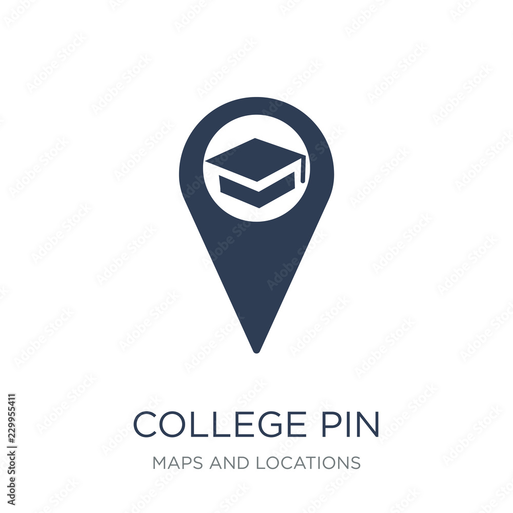 College Pin icon. Trendy flat vector College Pin icon on white ...