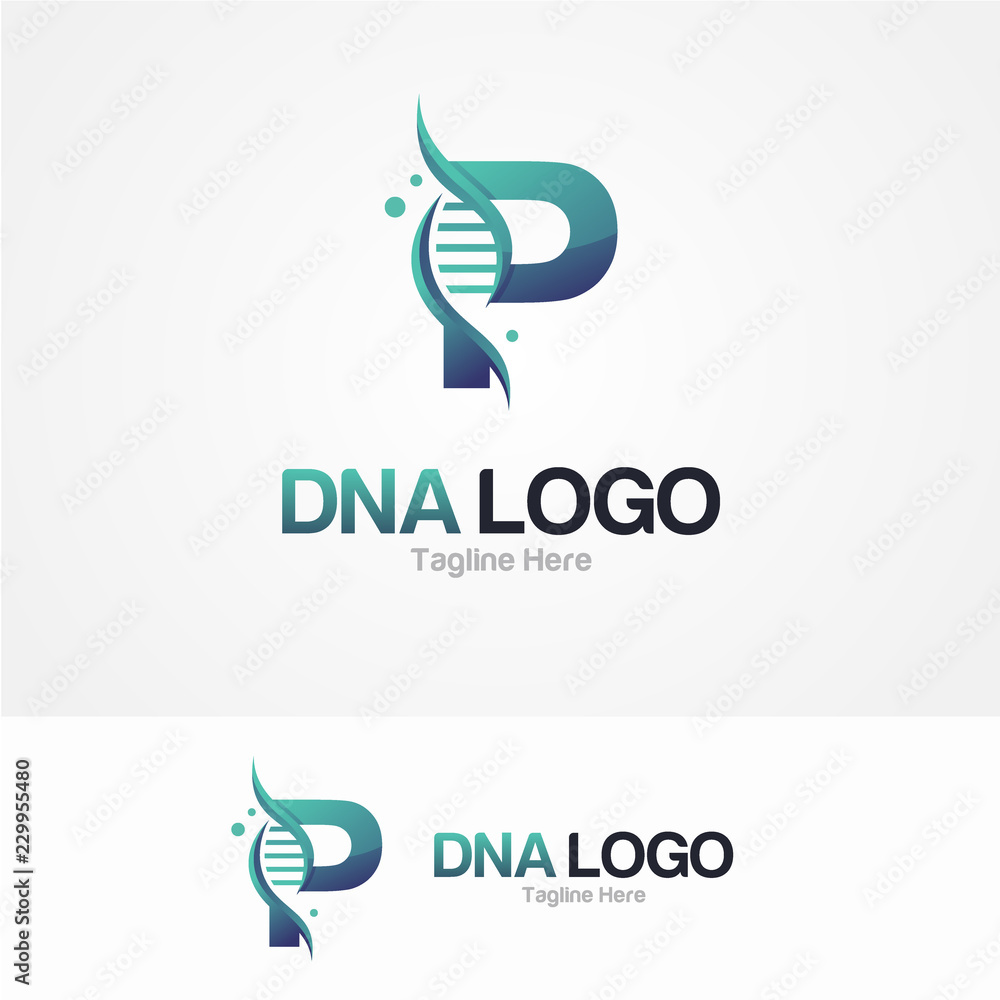Abstract Letter P and DNA Vector Logo Stock Vector | Adobe Stock