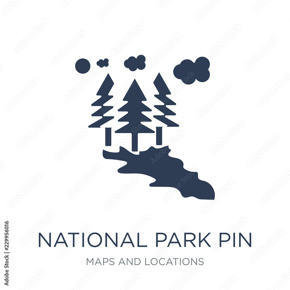 National Park Pin icon. Trendy flat vector National Park Pin icon on ...