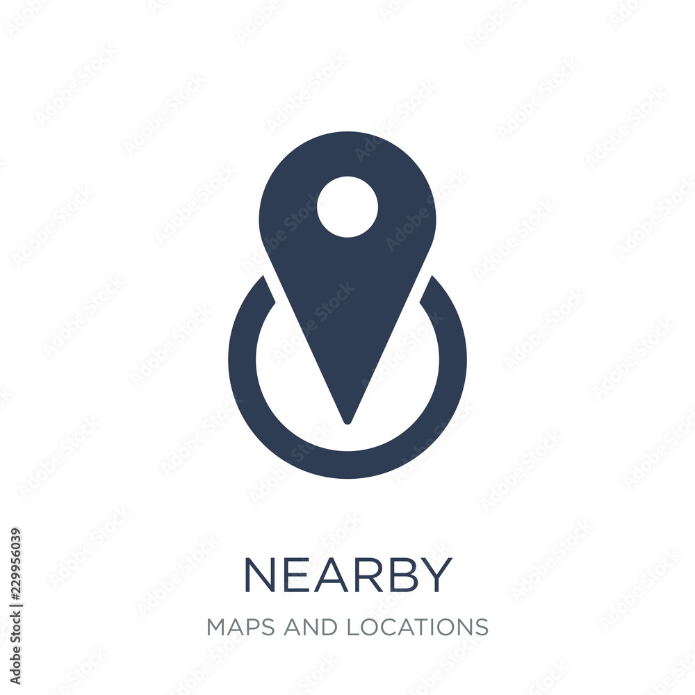 Nearby icon. Trendy flat vector Nearby icon on white background from ...