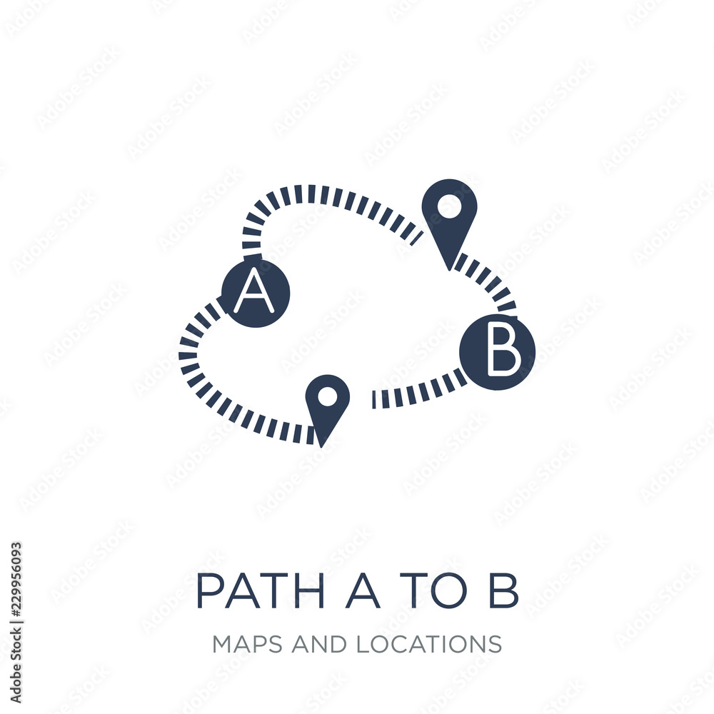 Path A to B icon. Trendy flat vector Path A to B icon on white ...