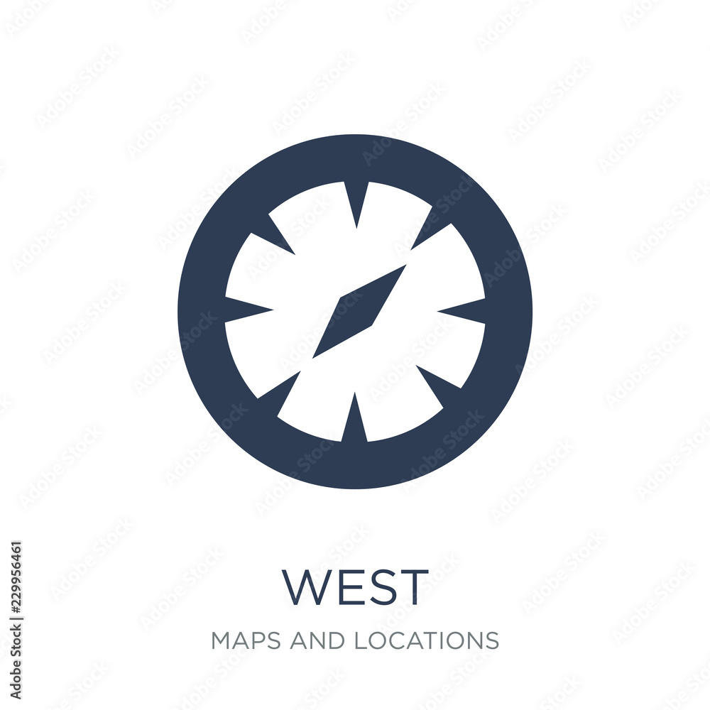 West icon. Trendy flat vector West icon on white background from Maps ...