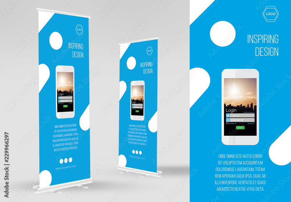 Blue and White Vertical Banner Advertisement Layout Stock Template ...