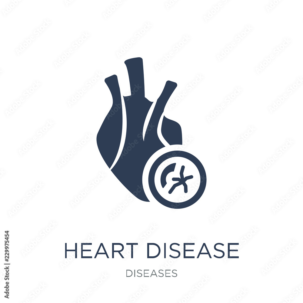 Heart disease icon. Trendy flat vector Heart disease icon on white ...