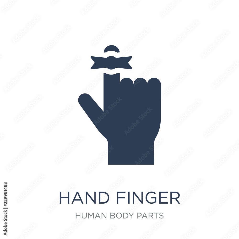 Hand finger with a ribbon icon. Trendy flat vector Hand finger with a ...