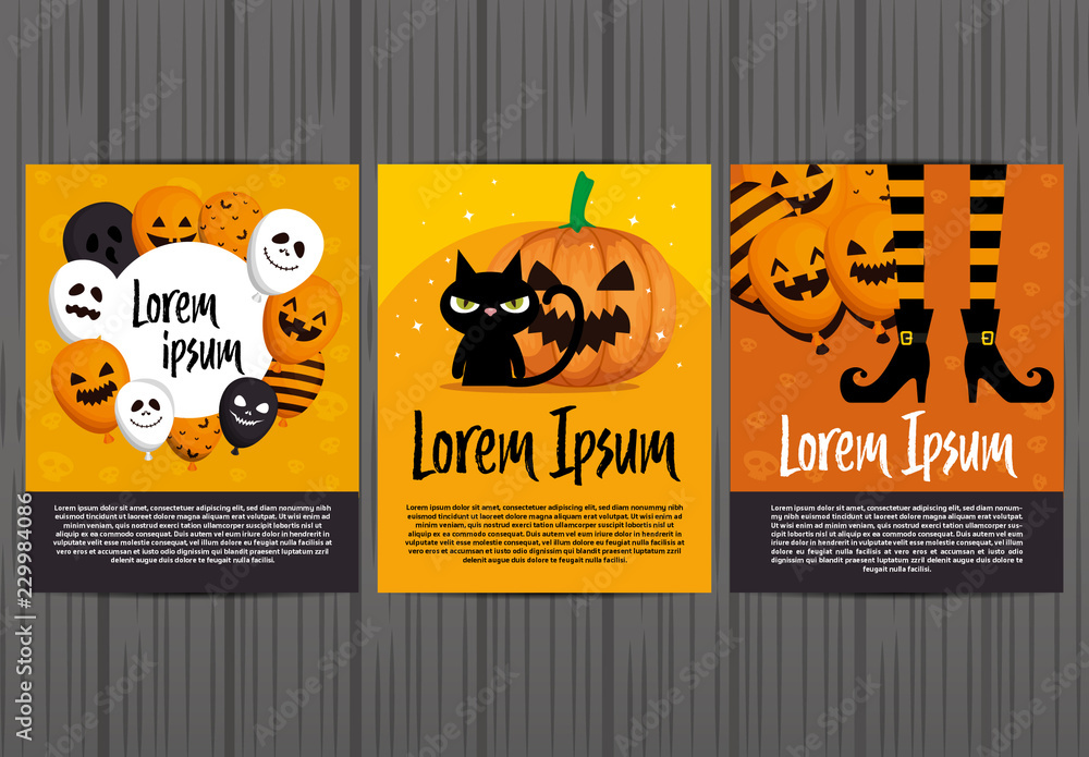 Halloween Poster Layouts Set Stock Template | Adobe Stock