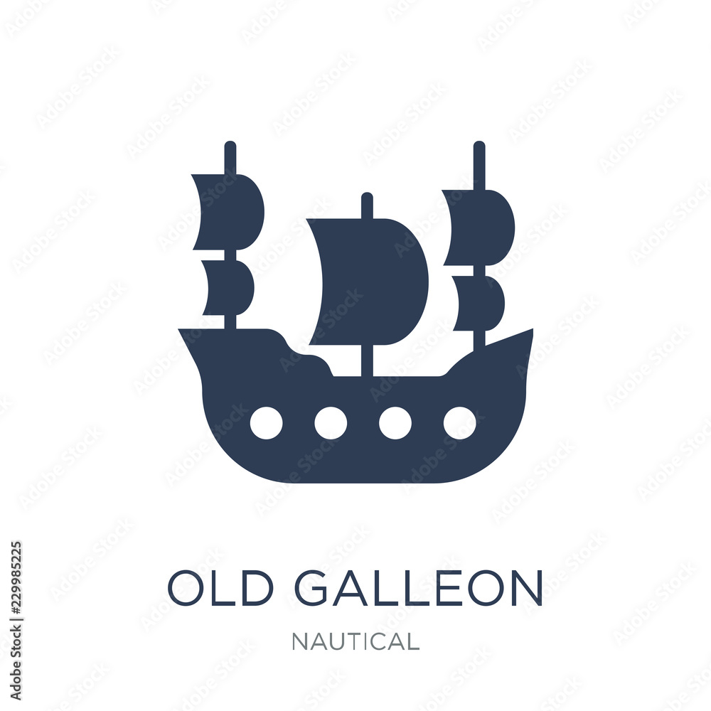Old Galleon icon. Trendy flat vector Old Galleon icon on white ...