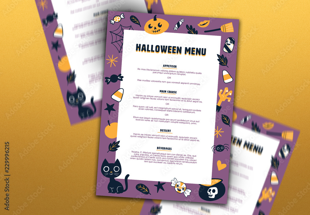 Menu Layout with Halloween Theme Stock Template | Adobe Stock