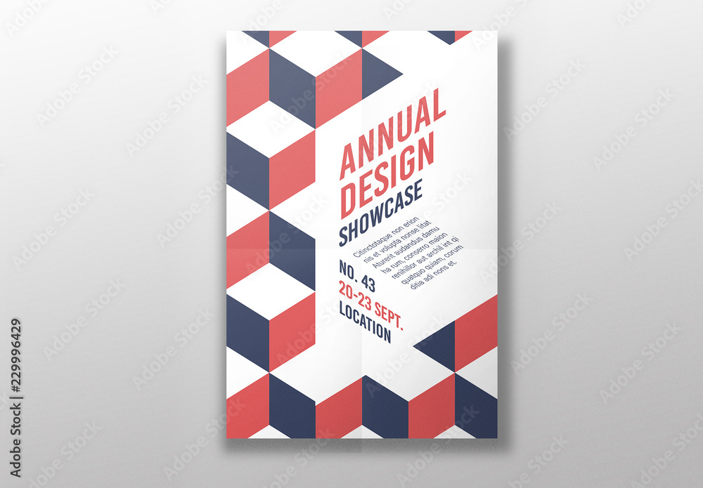 Poster Layout with Red and Blue Geometric Elements Stock Template ...