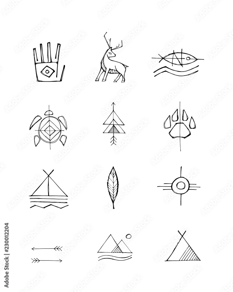 Native american ink symbols illustration Stock Vector | Adobe Stock