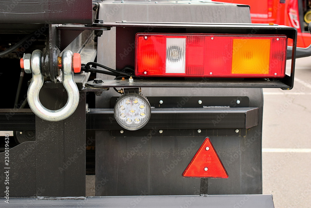 The rear lights of the truck. The back of the truck close-up ...