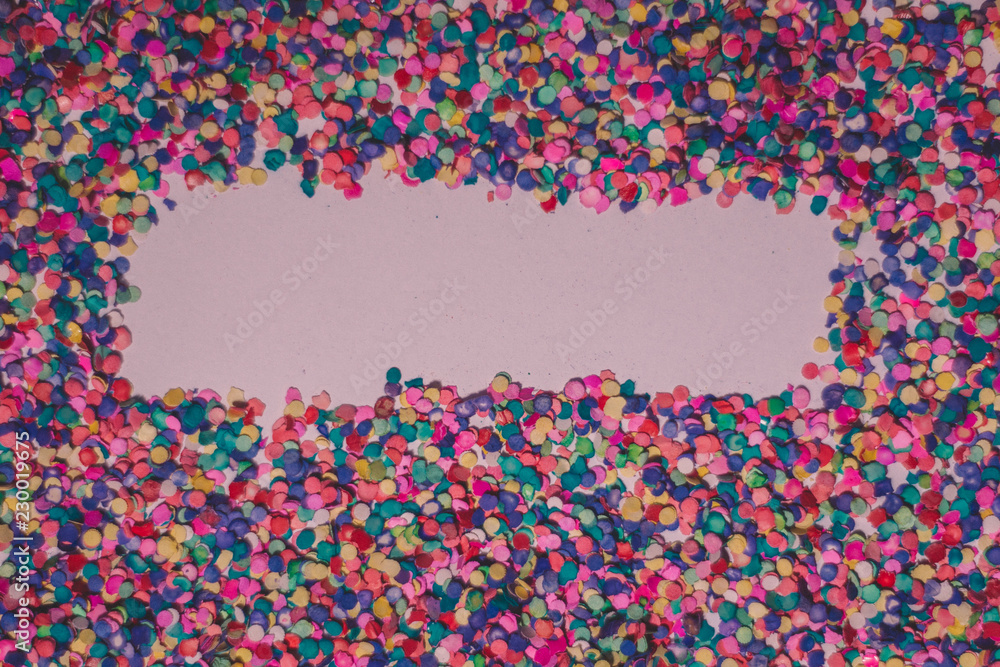 confetti on isolated white background with header title box to fill ...