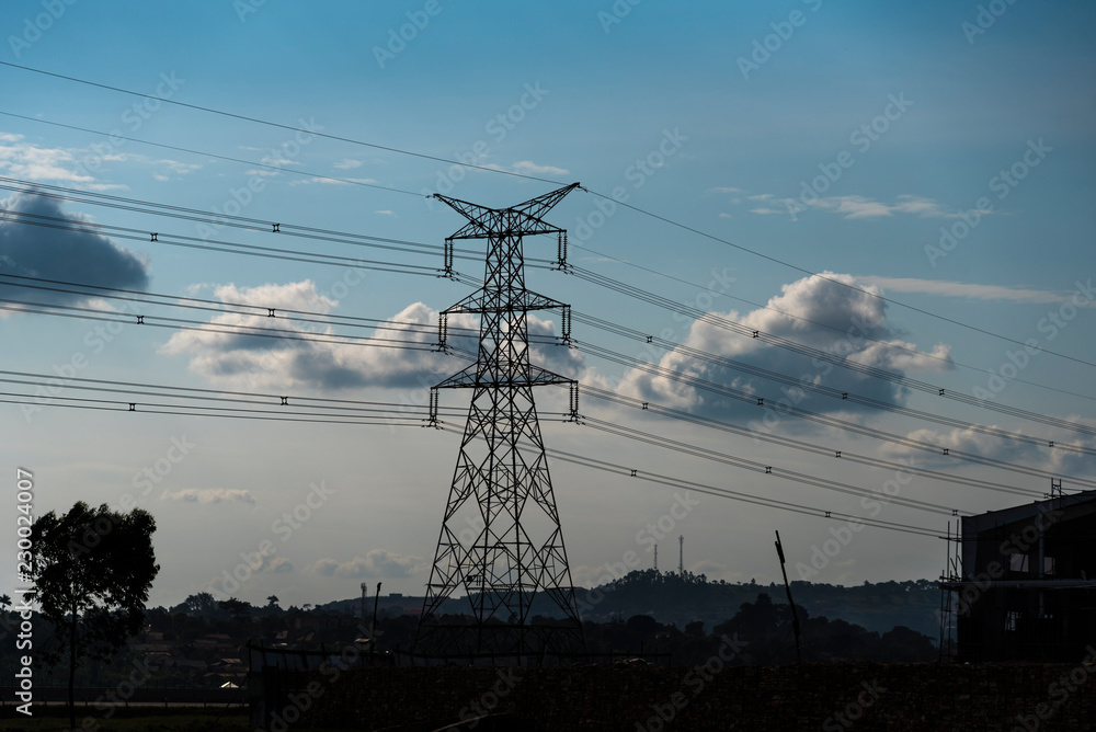 High voltage electrical pole structure in Kampala, Uganda, Africa Stock ...