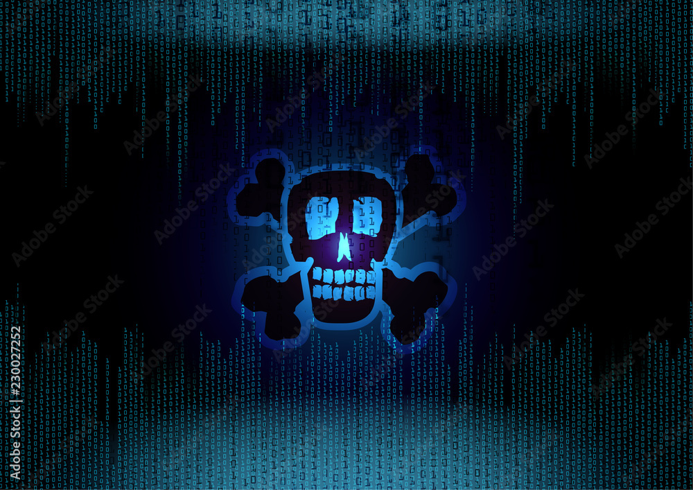 binary code and skull Stock Illustration | Adobe Stock