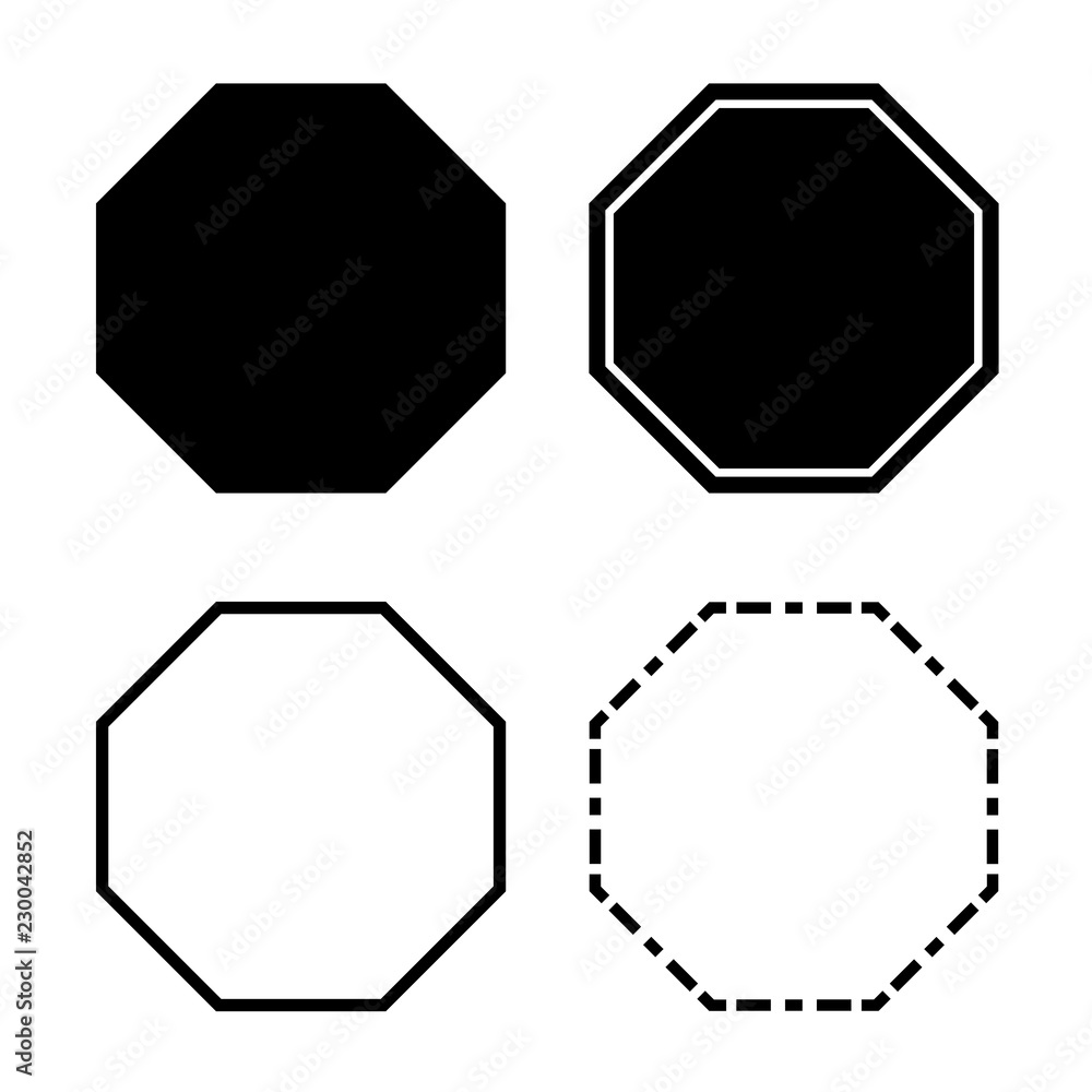 Vetor do Stock: Octagon icon pack. Geometry octagonal eight sided ...