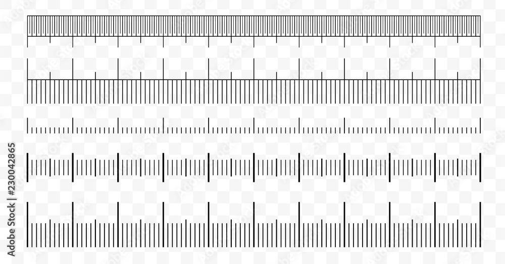 Ruler scale measure. Length measurement scale chart isolated. Vector ...