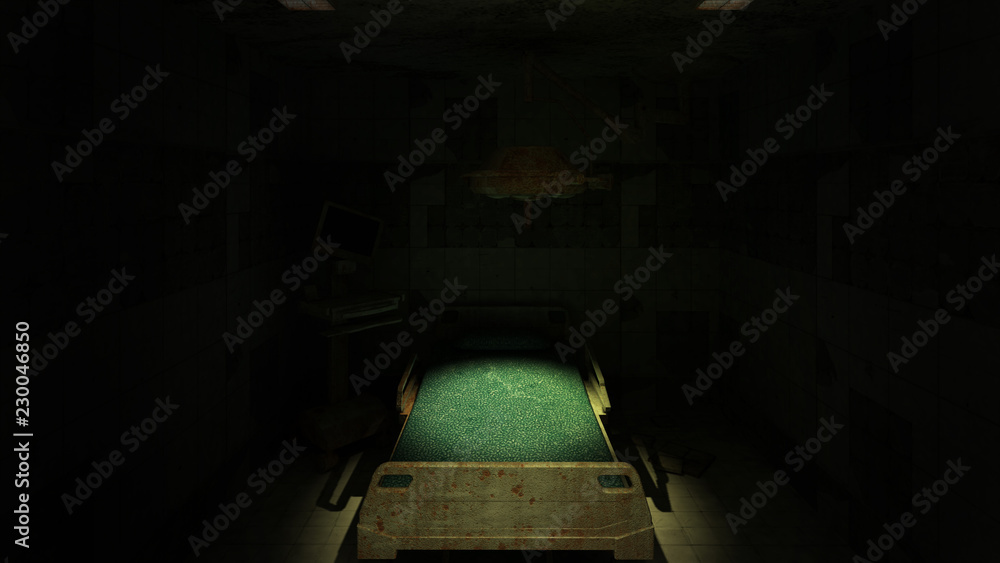 horror and creepy abandoned operating room in the hospital .3D ...