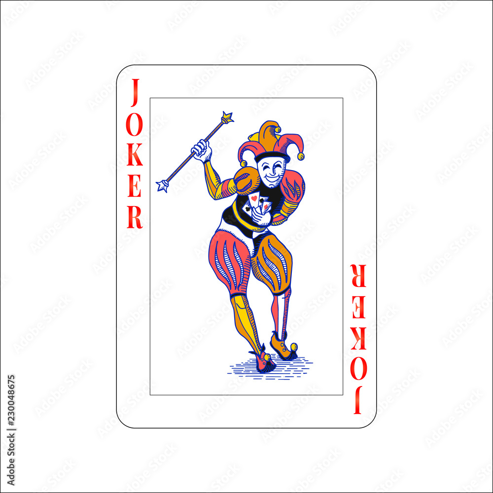 Bright colourful joker playing card isolated on white Stock Vector ...