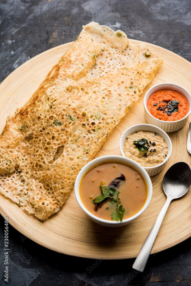 Onion rava masala dosa is a South Indian instant breakfast served with ...