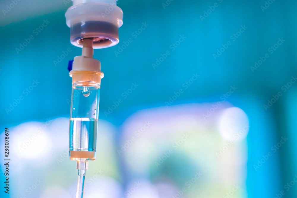 Saline iv drip fluid intravenous drop hospital room,medical concept ...