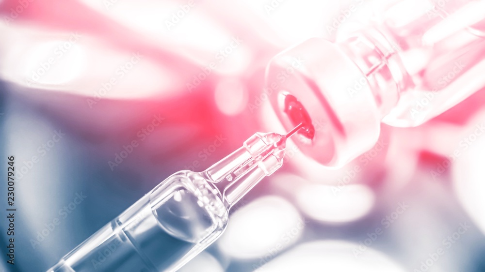 Vaccine vial dose flu shot drug needle syringe,medical concept ...