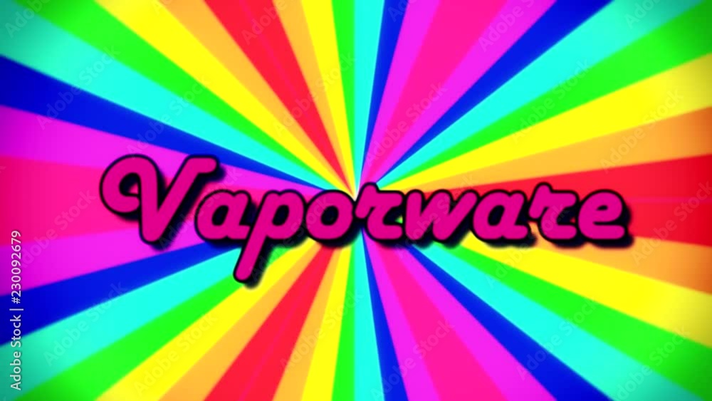 Vídeo do Stock: The text Vaporware, fancy font, appearing on a rainbow ...