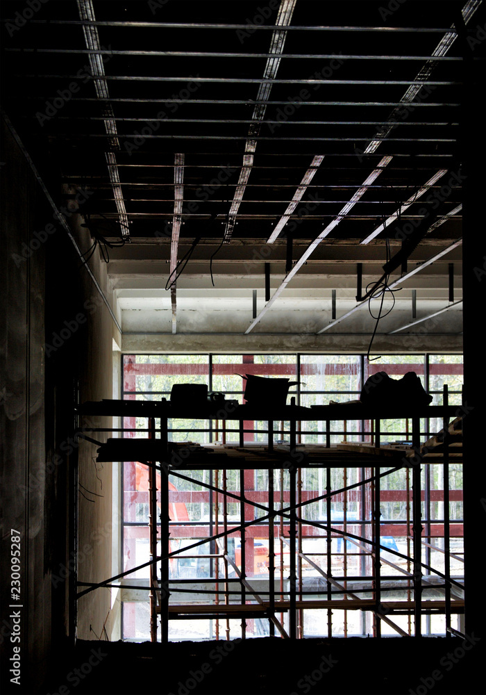 Scaffolding system in construction. Industrial Texture background Stock ...