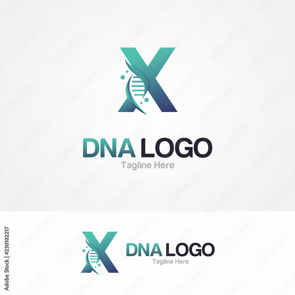 Abstract Letter X and DNA Vector Logo Stock Vector | Adobe Stock