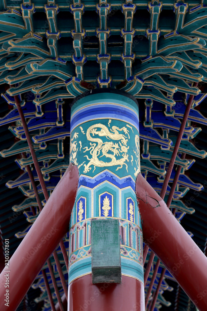 Traditional antique Chinese gate in Beihai Park -- is an imperial ...