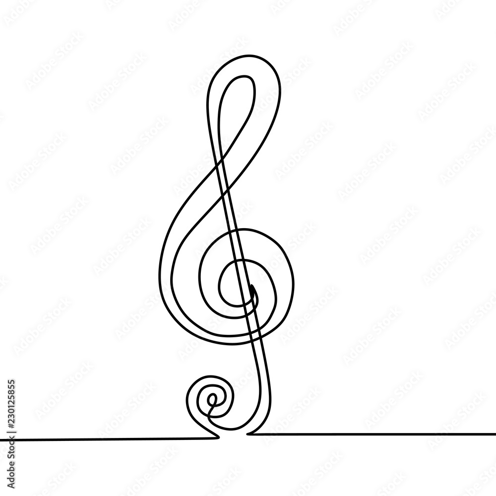 Music sign vector. Continuous one line art style illustration isolated ...