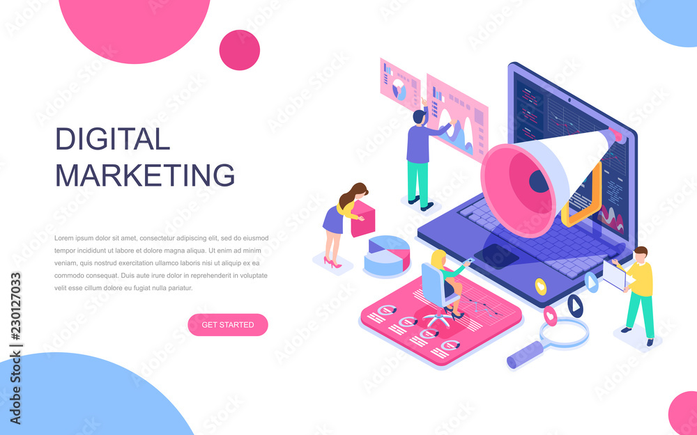 Modern flat design isometric concept of Digital Marketing for banner ...