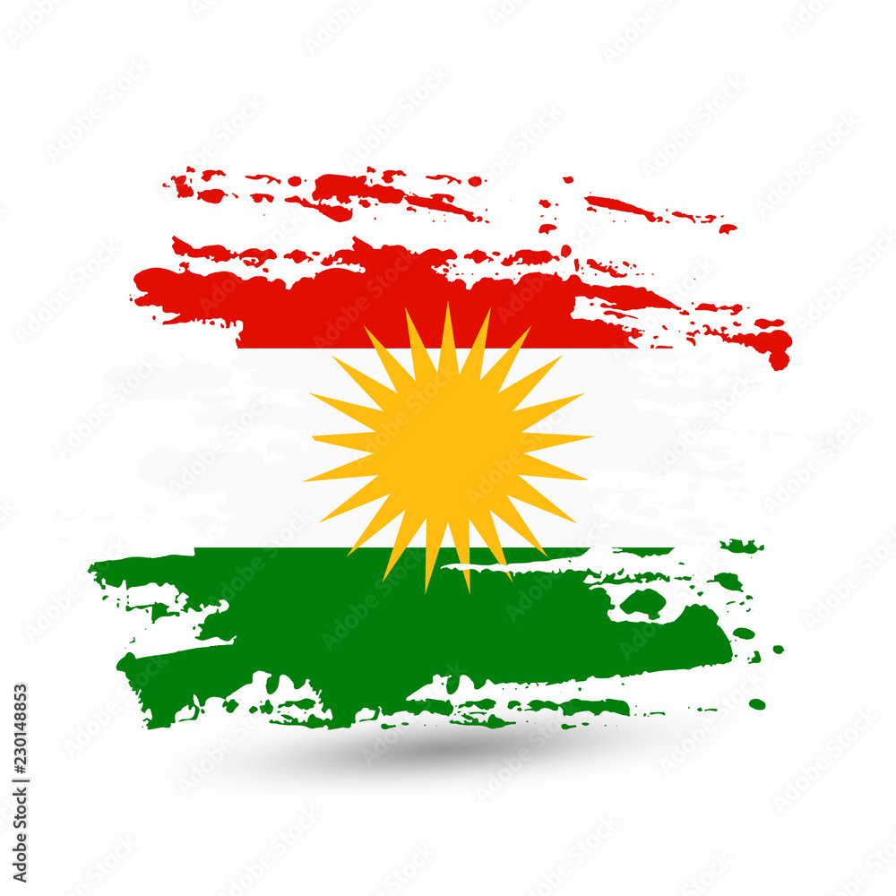 Grunge brush stroke with Kurdistan national flag Stock Vector | Adobe Stock