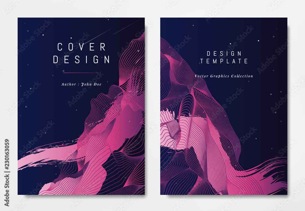 Front and back of book cover template design, abstract pink striped ...
