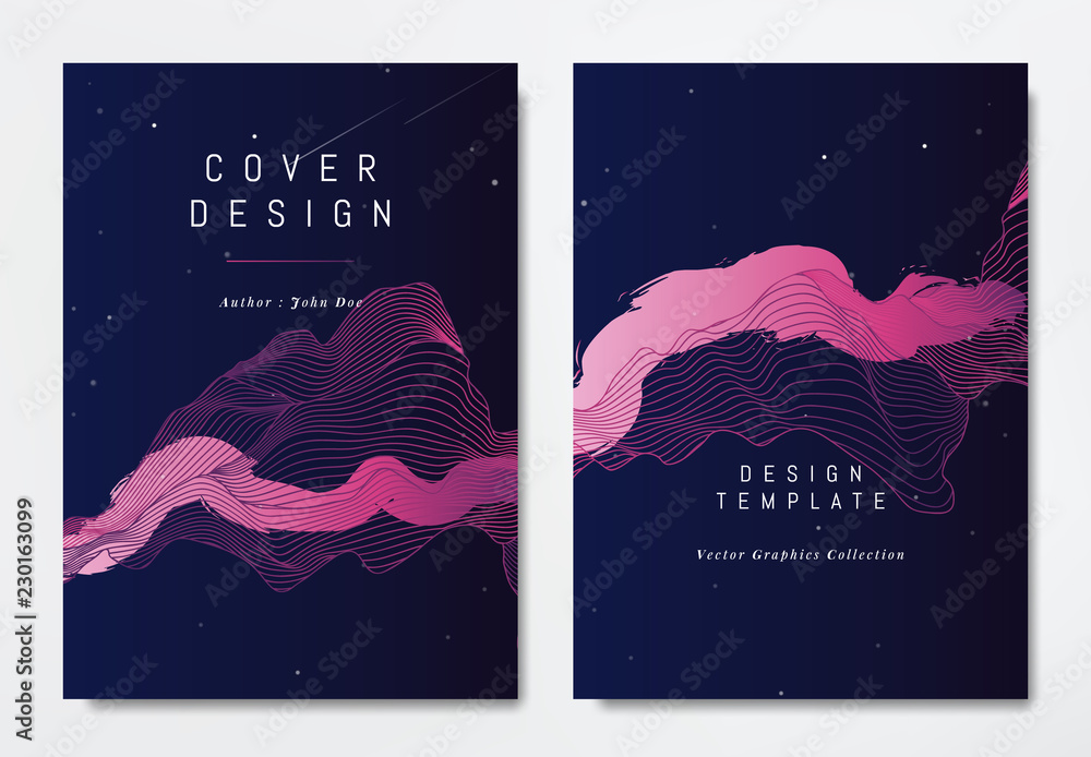Front and back of book cover template design, abstract pink striped ...